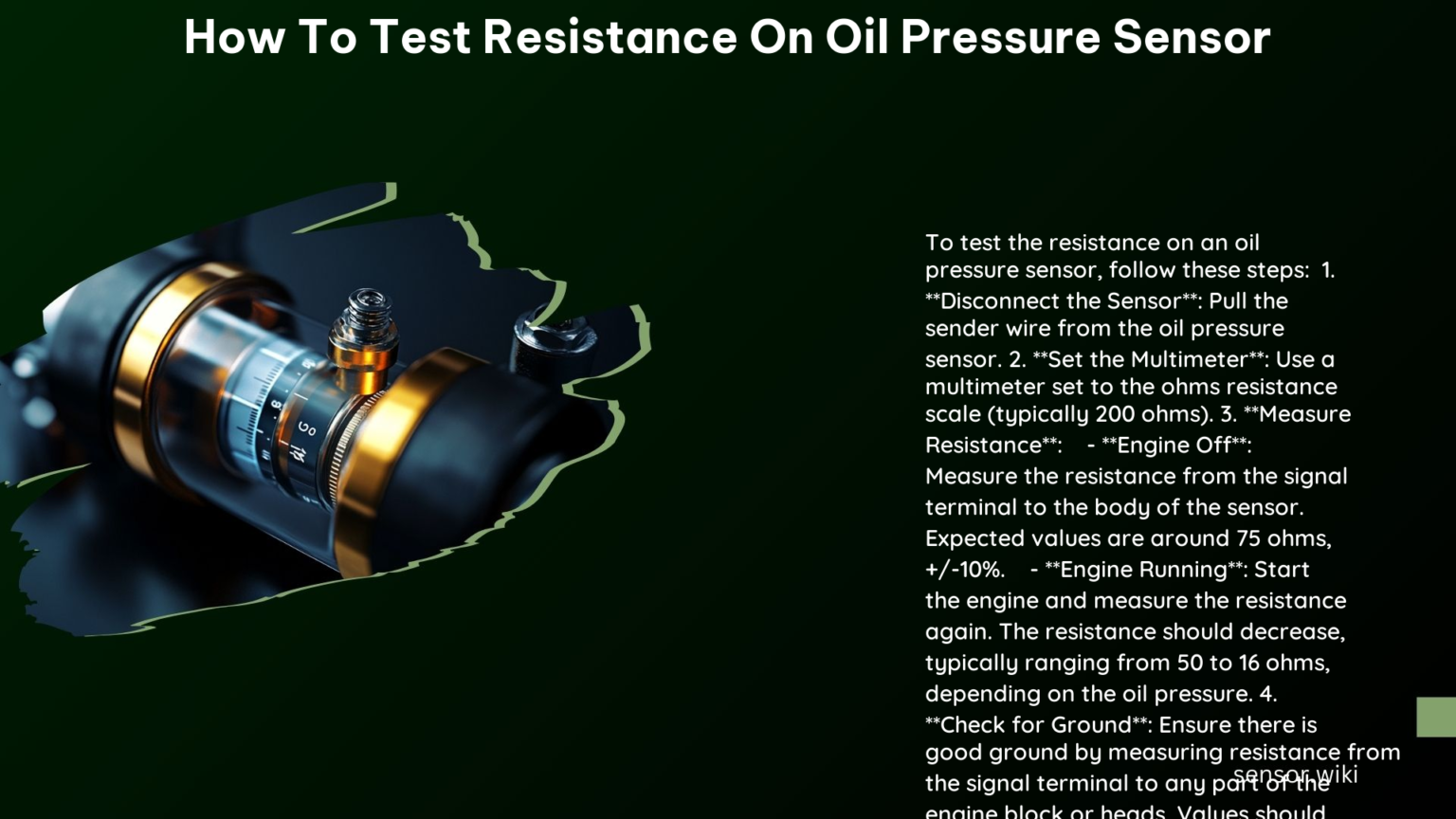 How to Test Resistance on Oil Pressure Sensor - sensor.wiki