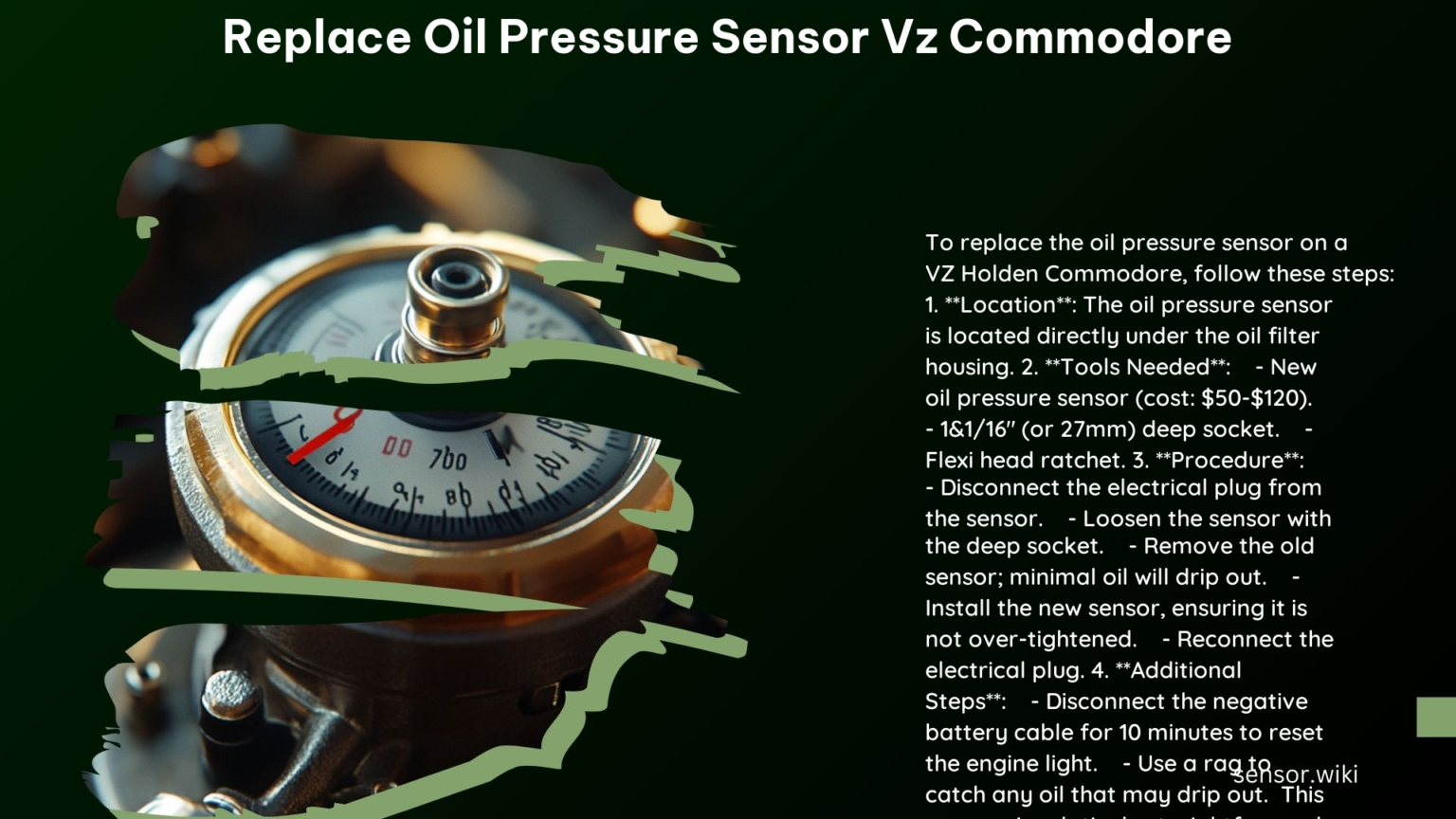 7 Essential Tips for Replacing Oil Pressure Sensor in VZ Commodore ...